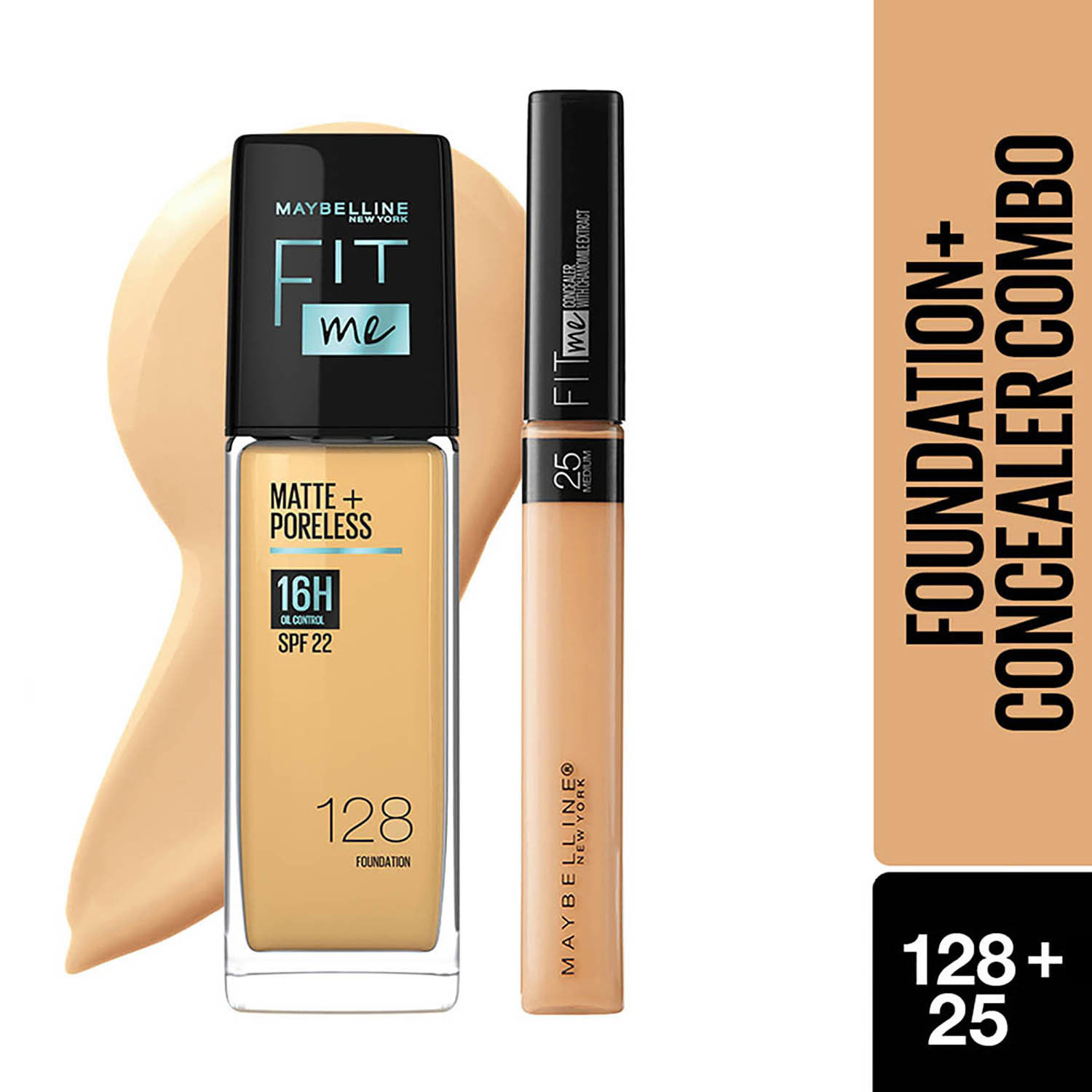 Buy Maybelline New York Fit Me Foundation 128 And Fit Me Concealer 25 ...