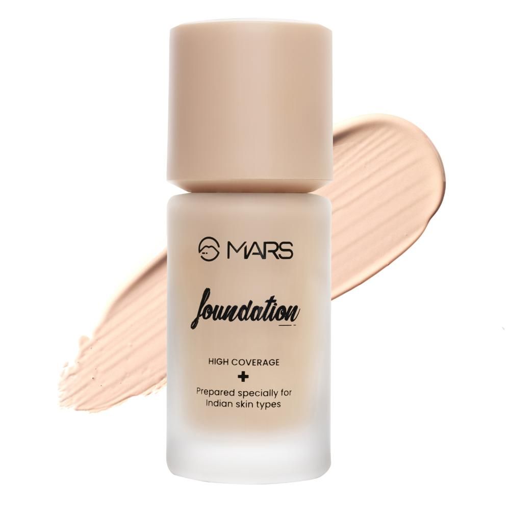 MARS Foundation with High Coverage, Blemish Free & Blendable Liquid Formula - 01 | 40ml