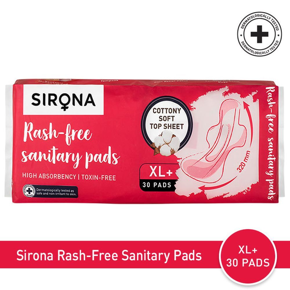 Sirona Cottony Soft Rash Free Sanitary Pads for Women - Pack of 30 (XL+ ...