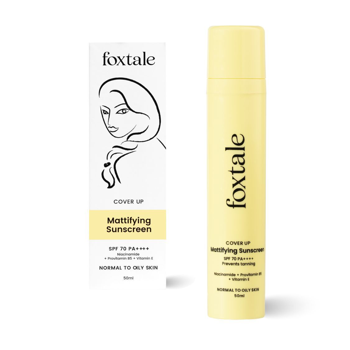 FoxTale CoverUp SPF 50+ PA++++ Broad Spectrum Matte Sunscreen with Niacinamide - 50ml