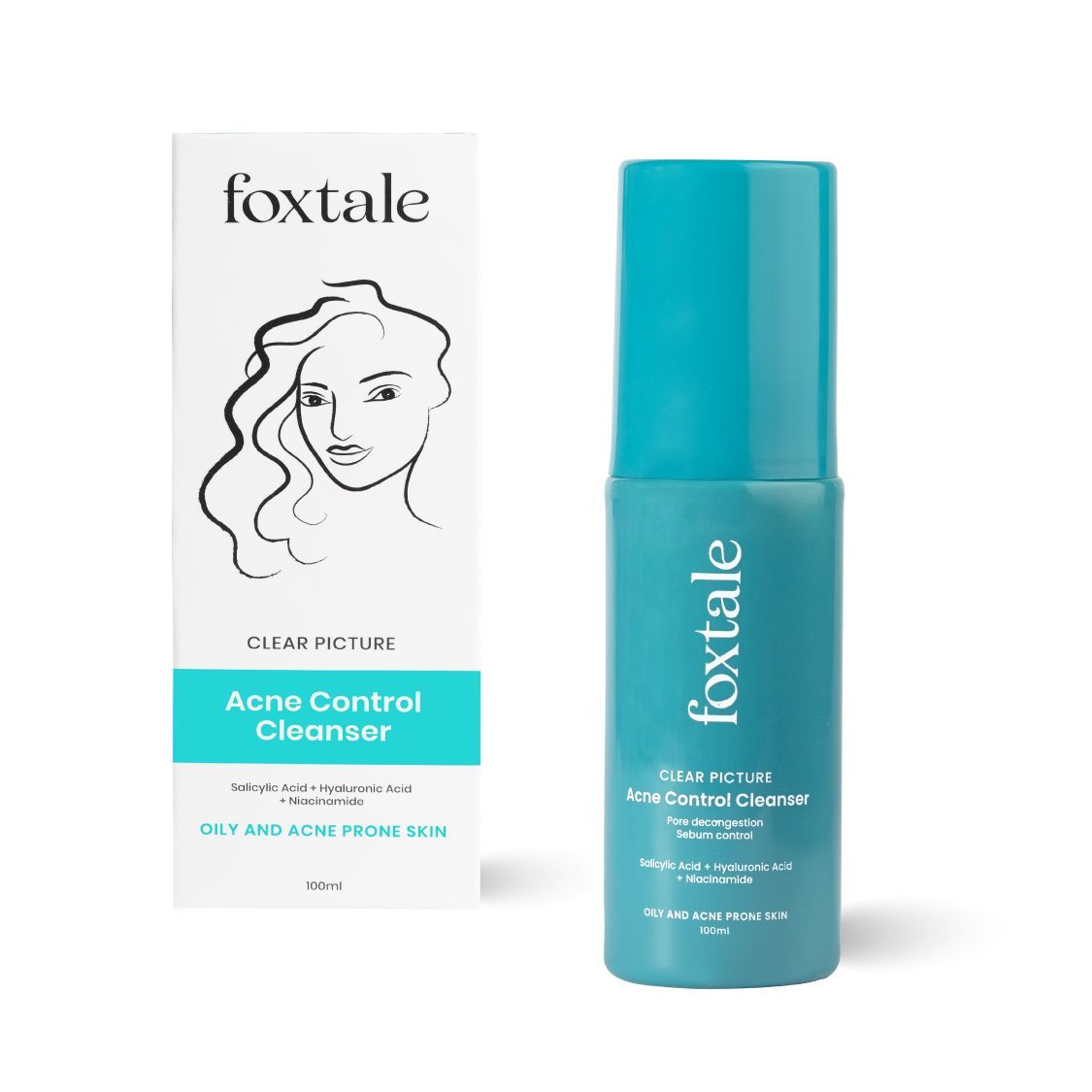 Foxtale Clear Picture Acne Control Cleanser for Oily and Acne Prone ...