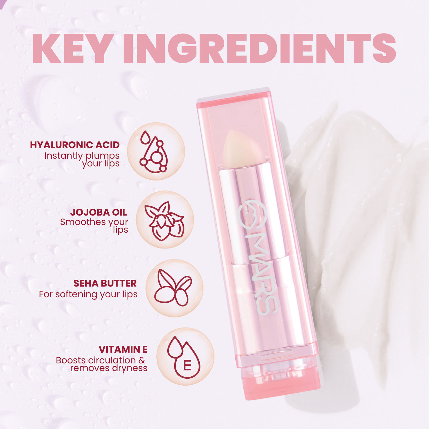 MARS Lip Lollies Tinted Lip Balm - Non-Sticky, Moisturising & Nourishing - Cherry | 3.2g