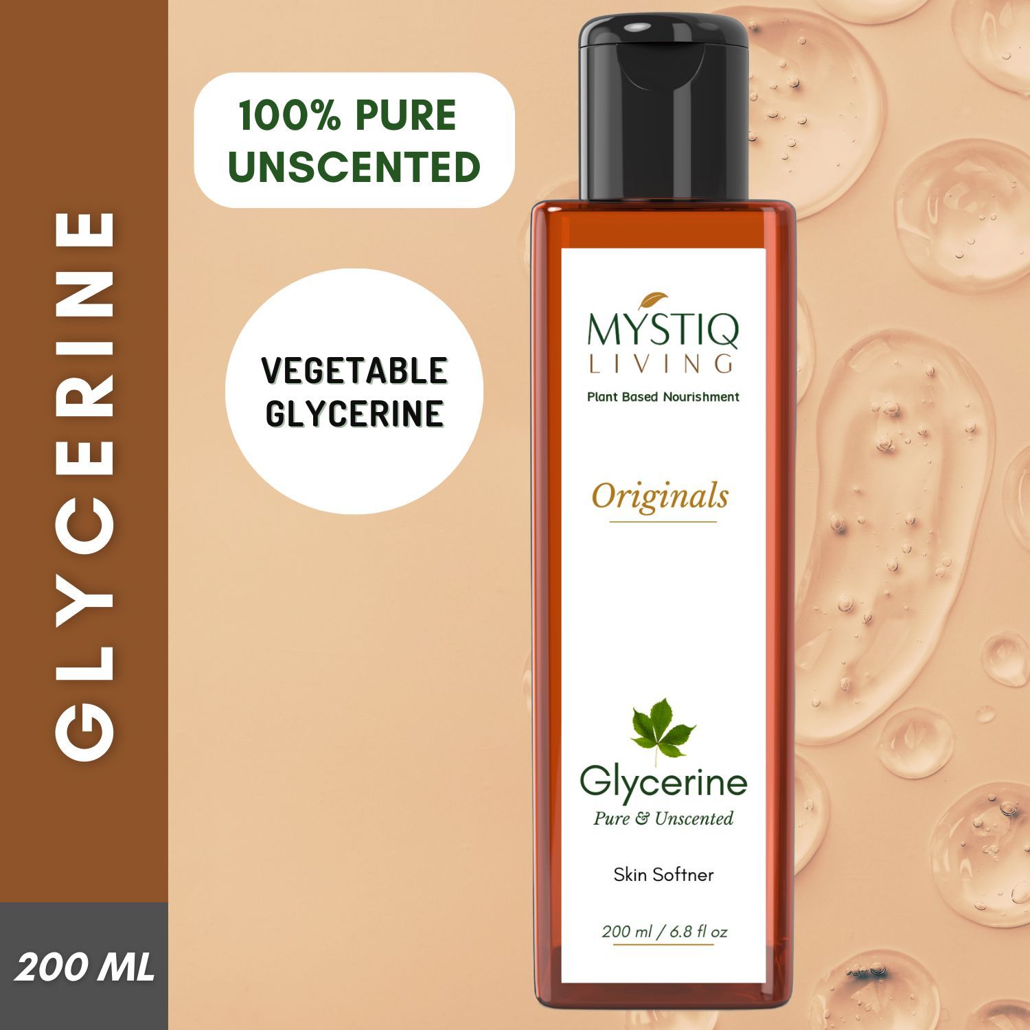 Mystiq Living Glycerine - Plant Based (Pure and Unscented) 200 ML | For ...