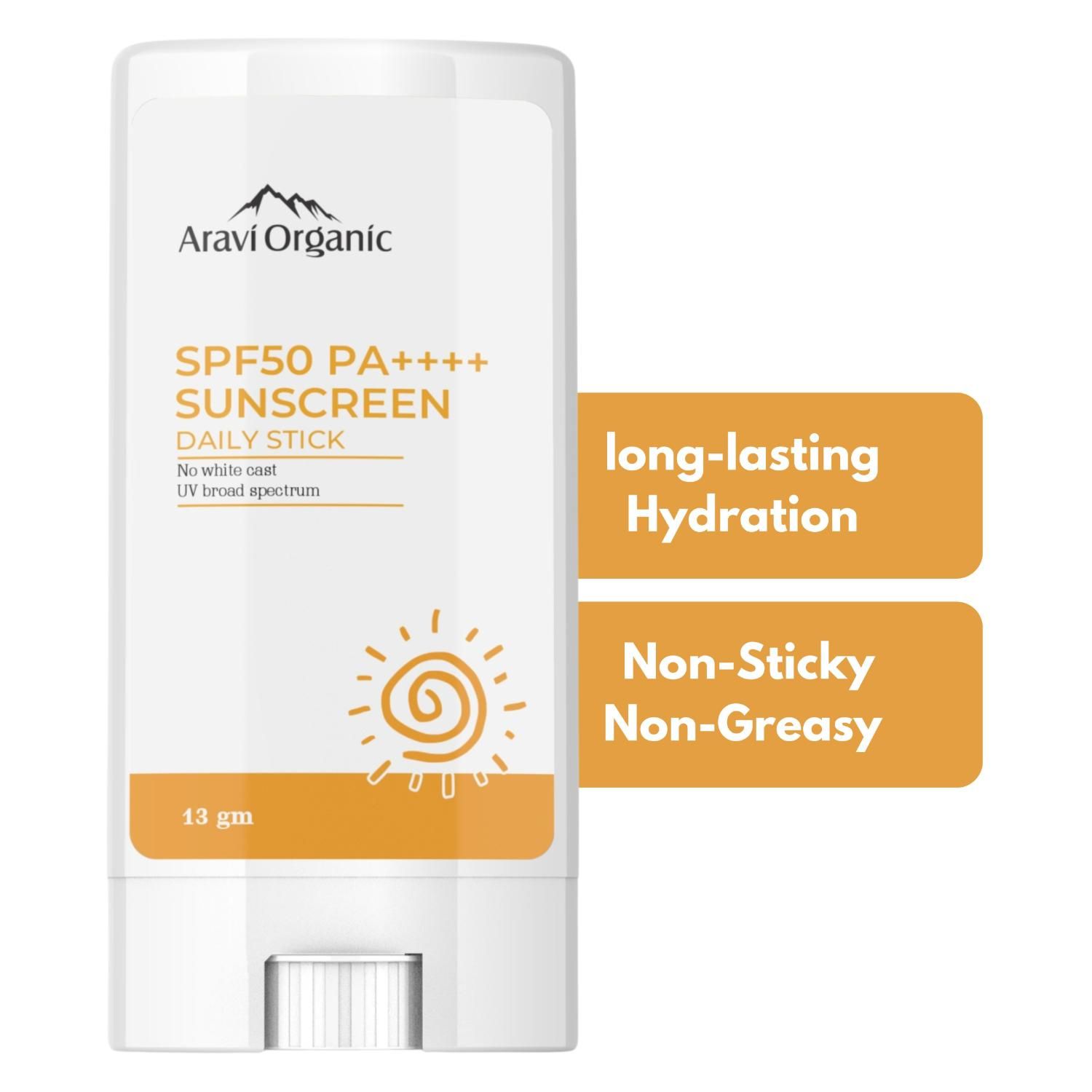Aravi Organic SPF 50+ Daily Sunscreen Stick | Lightweight, Non-Greasy ...