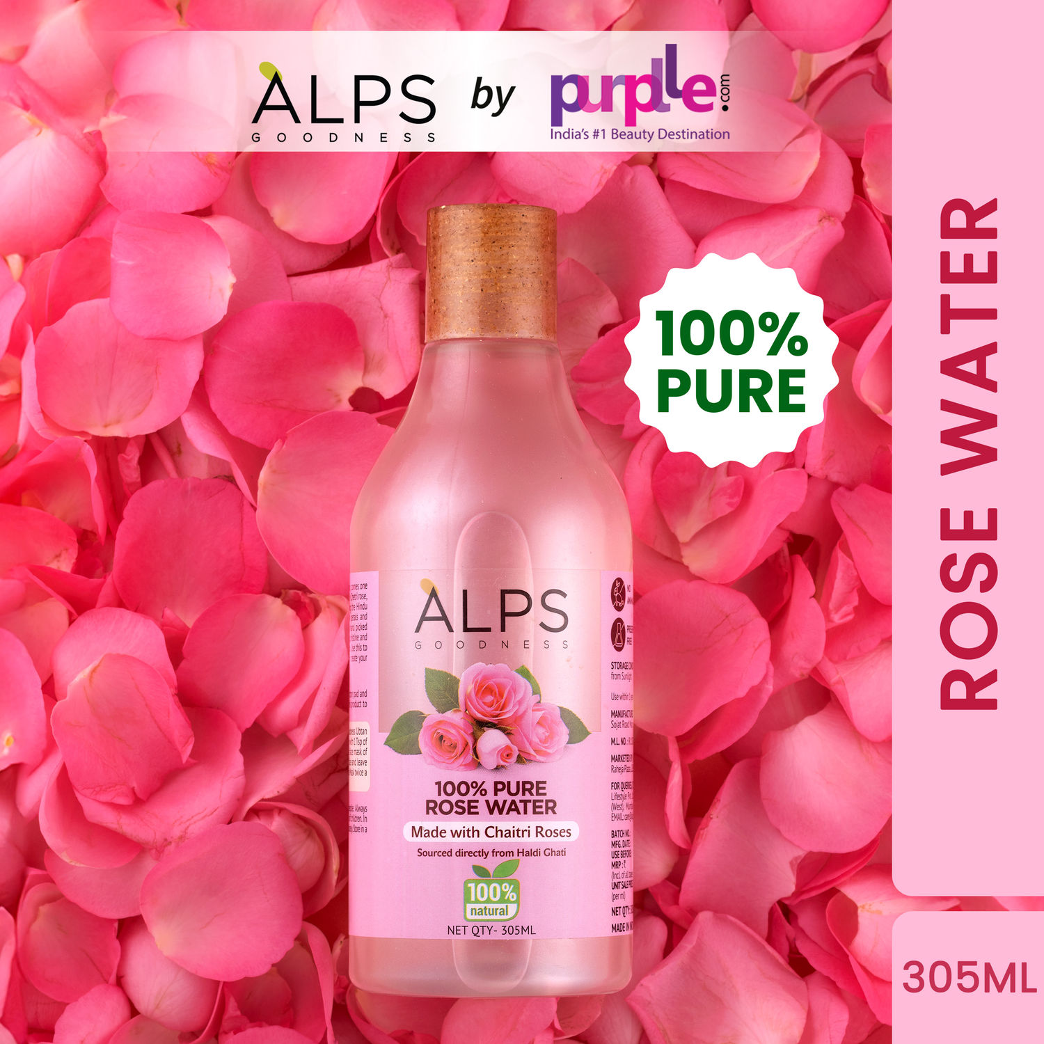 Alps Goodness 100% Pure Rose water 300ml