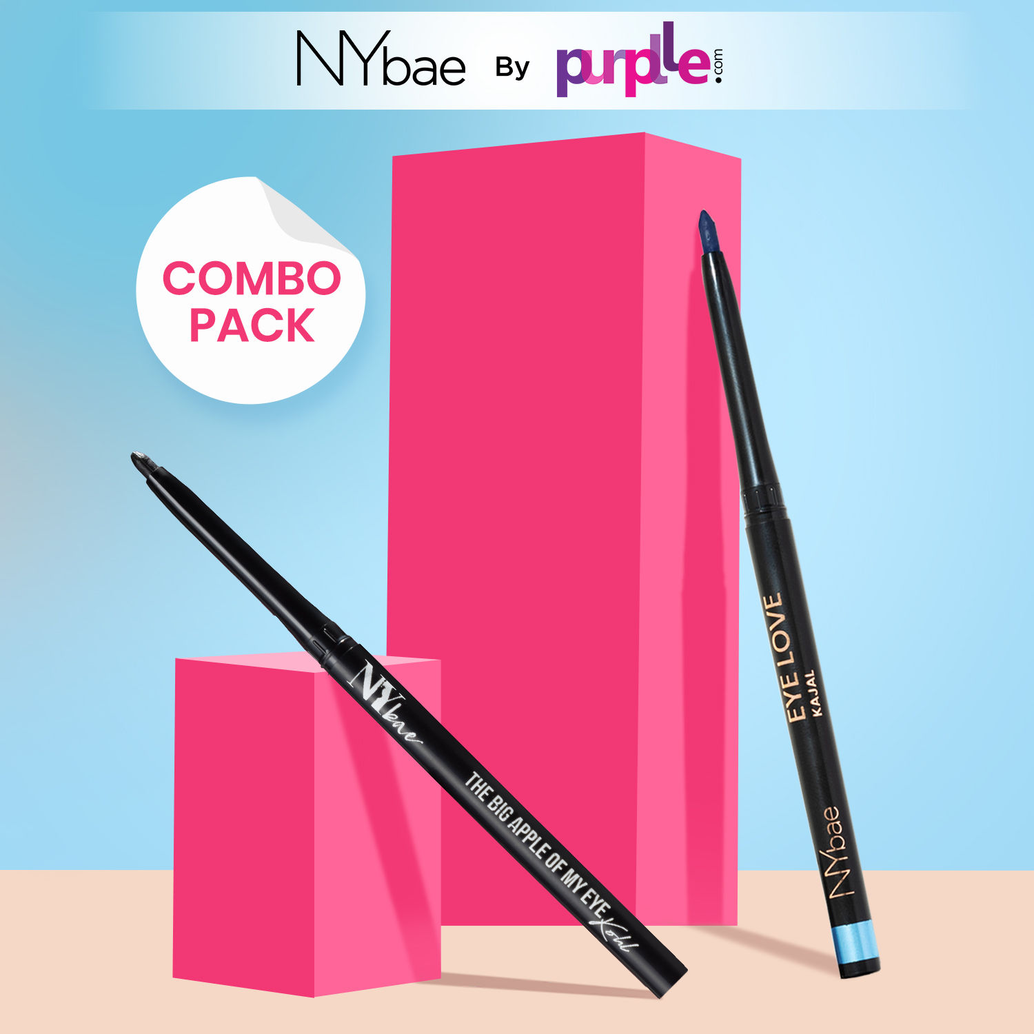 NY Bae Dramatic Eyes Combo| Black Kajal | Blue Kajal | Smudge Proof ...