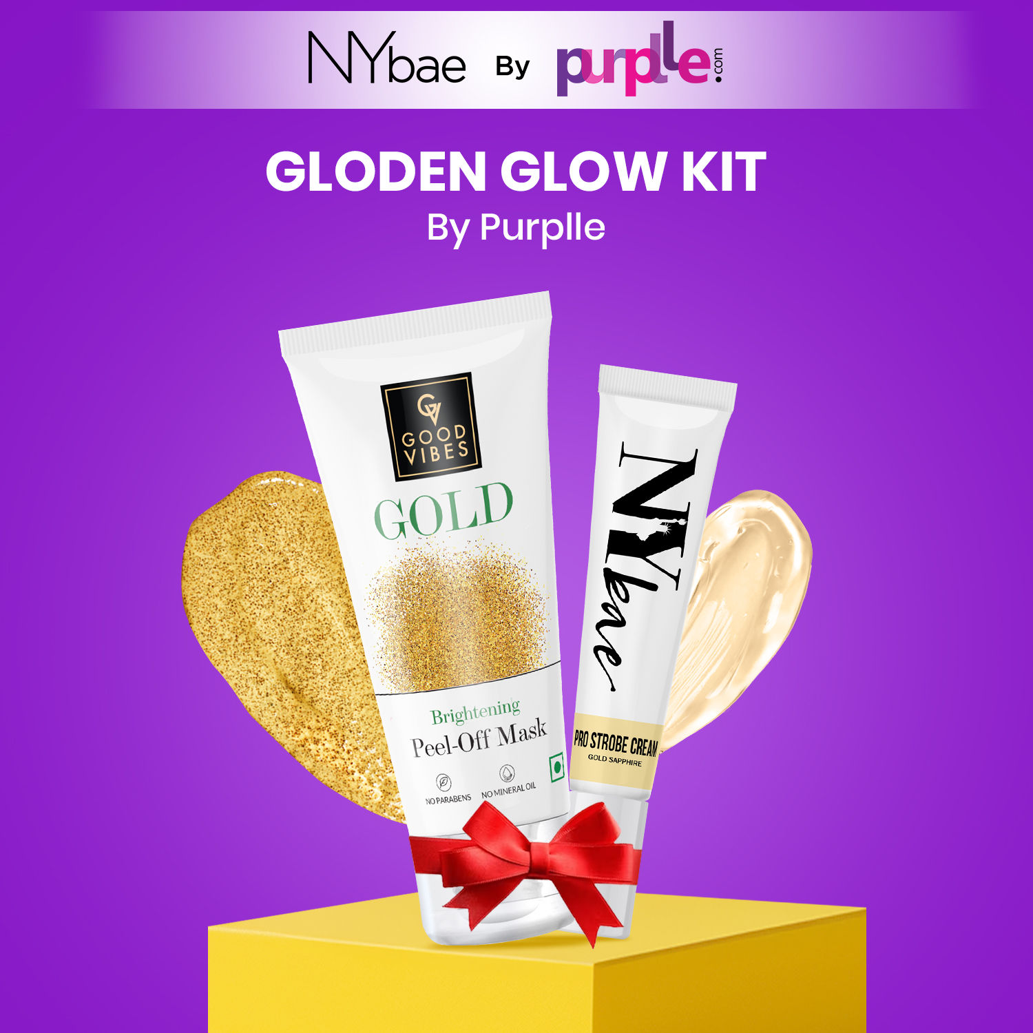 Golden Glow Kit By Purplle | Bestsellers | Strobe Cream | Peel Off Mask ...
