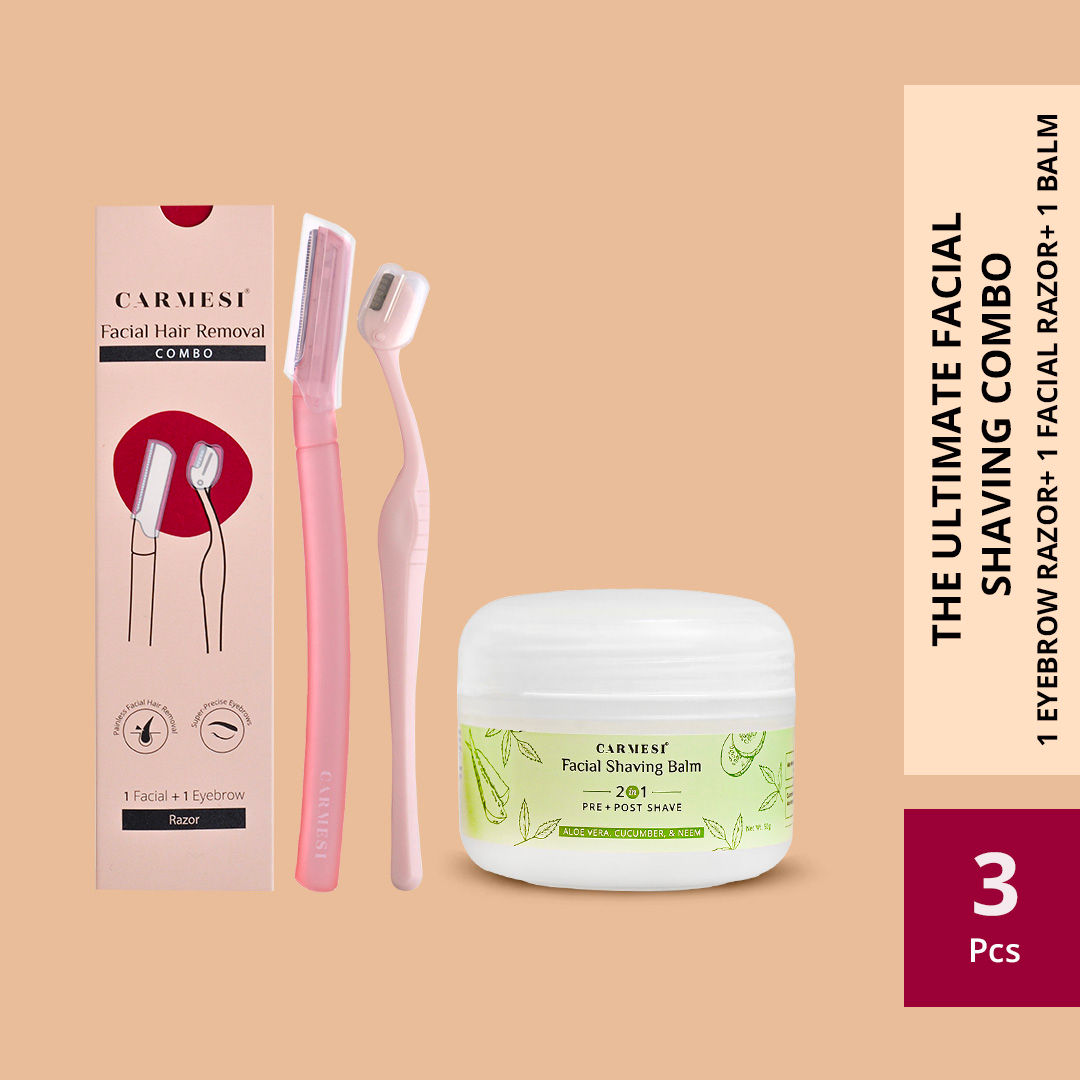 Carmesi Women's Facial Hair Removal Combo | 1 Facial Razor, 1 Eyebrow ...