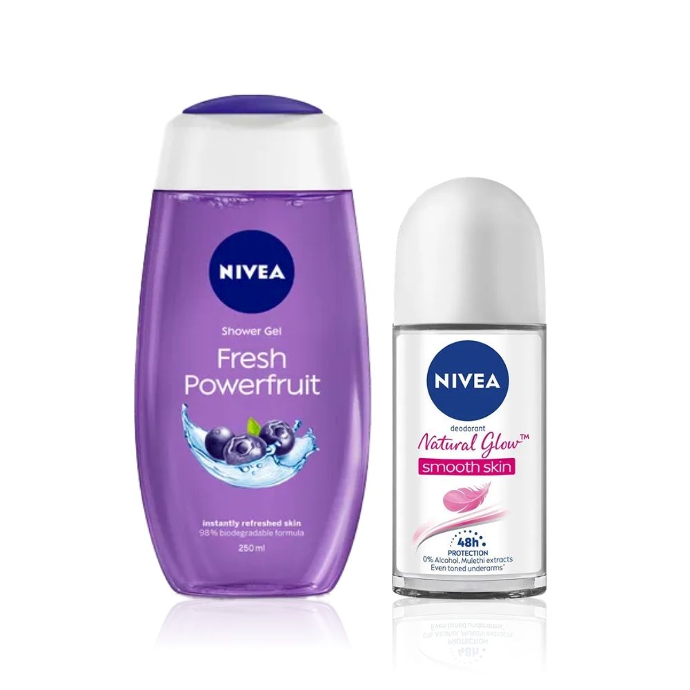 NIVEA Power Fruit Body Wash + Natural Glow Smooth Skin Deo Roll on ...