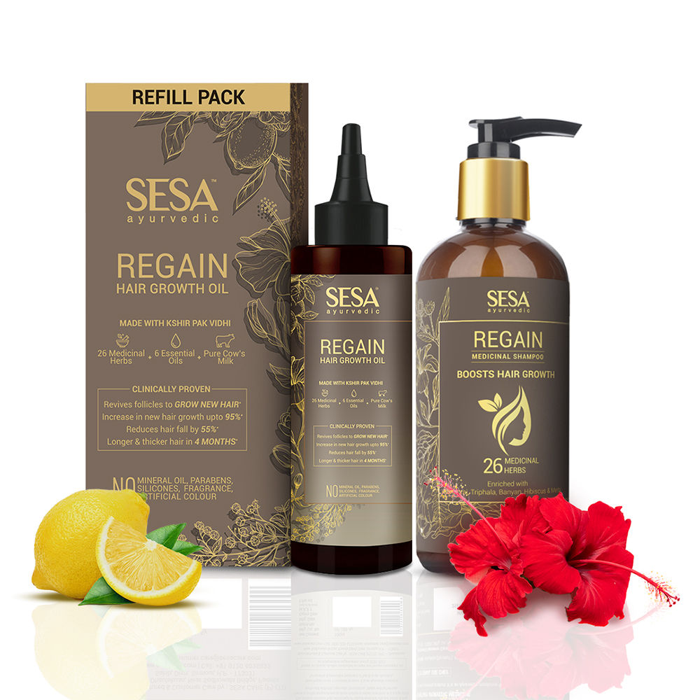 Sesa Ayurvedic Regain combo | Regain Refill pack 100ml + Regain ...