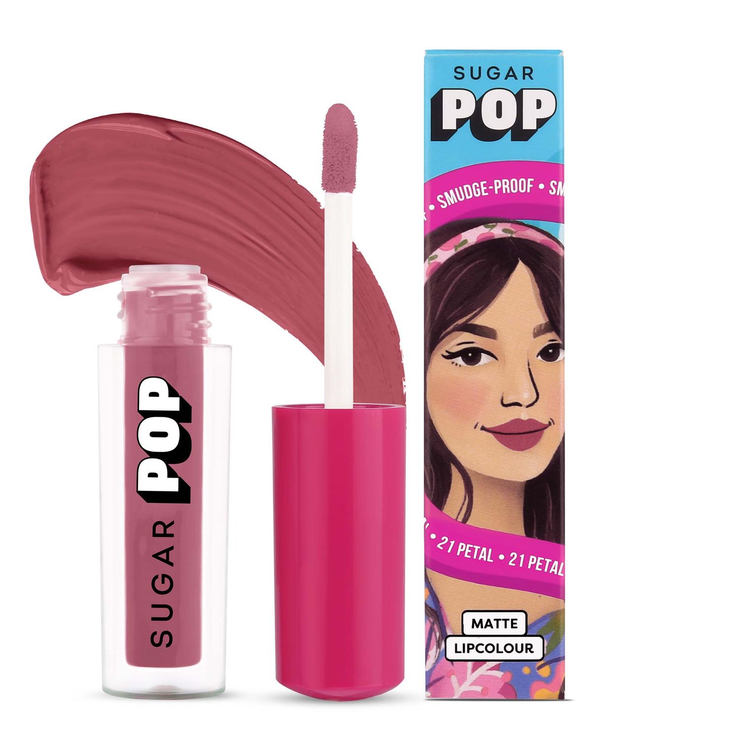 SUGAR POP Matte Lipcolour - 21 Petal (Dusty Pink) – 1.6 ml - Lasts Up to 8 hours l Pink Lipstick ...