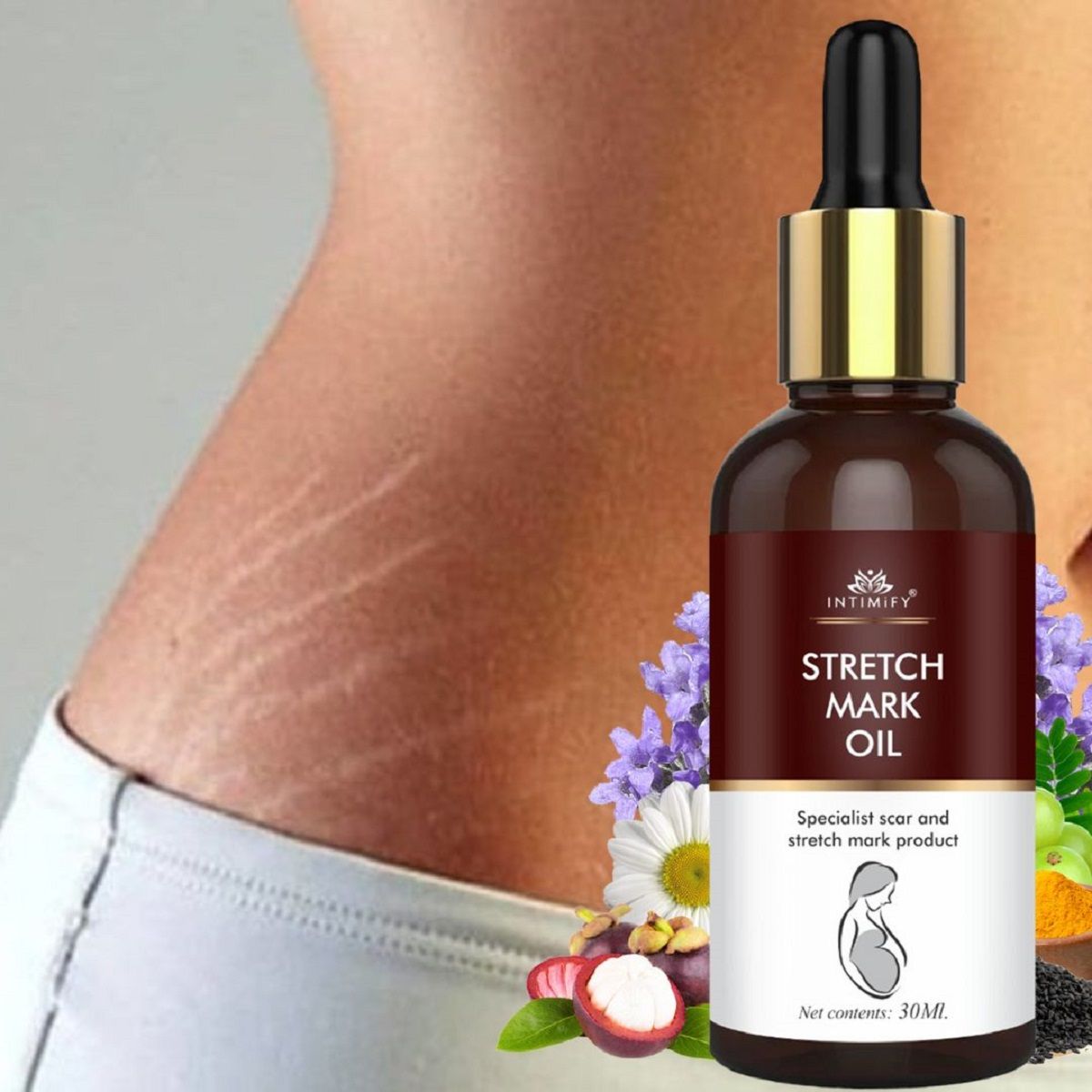 Intimify Stretch Mark Oil for Women Girls Removes Stretch Marks & Scars ...