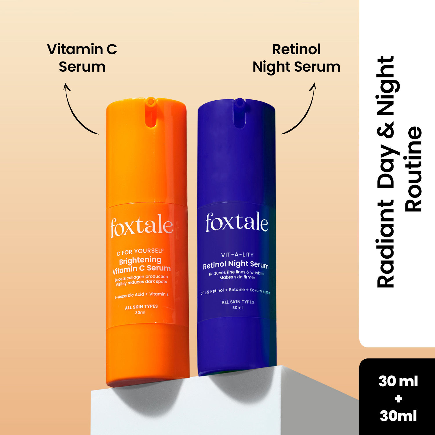 Foxtale 360° Age Protection Combo | Vitamin C Serum 30 ml + Retinol ...