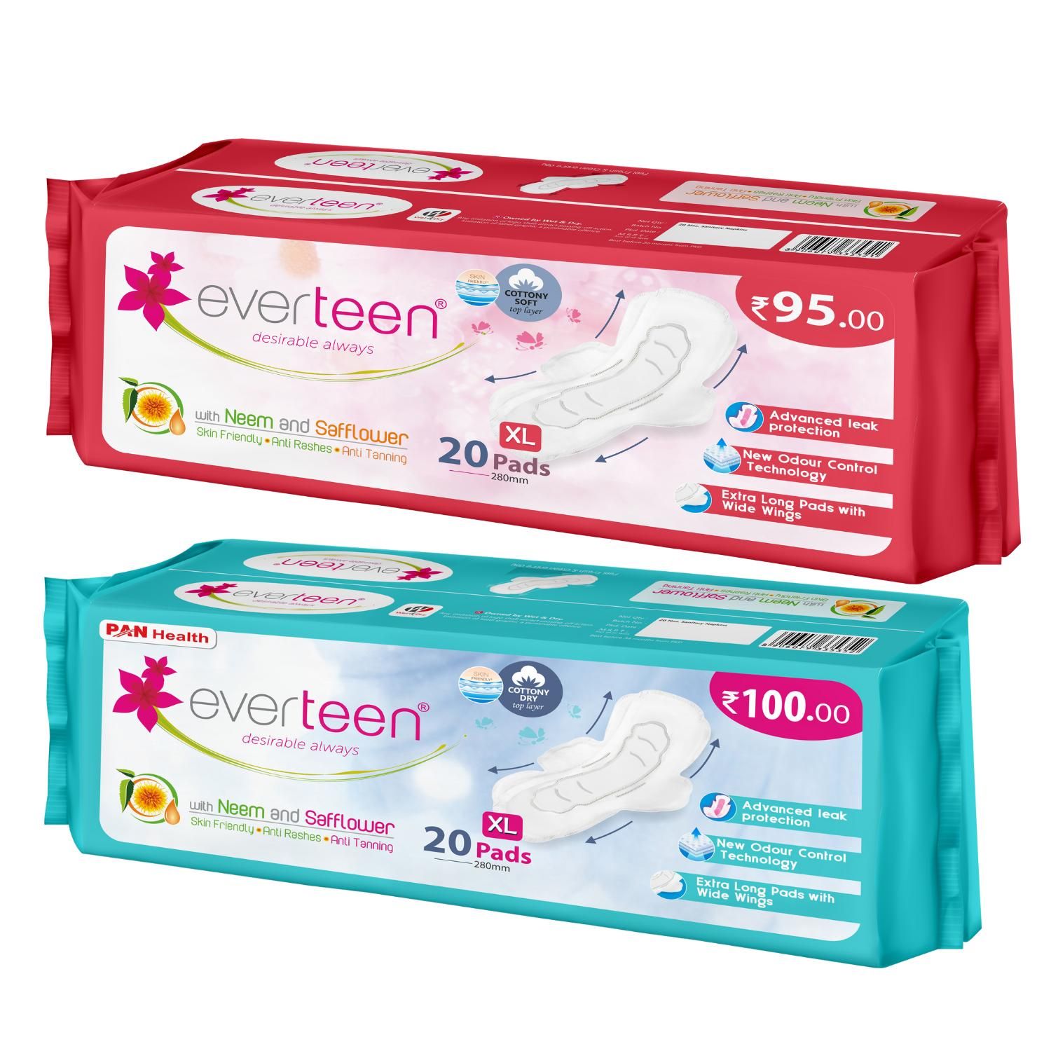 everteen combo: XL 20 Soft & 20 Dry Sanitary Pads Enriched With Neem ...