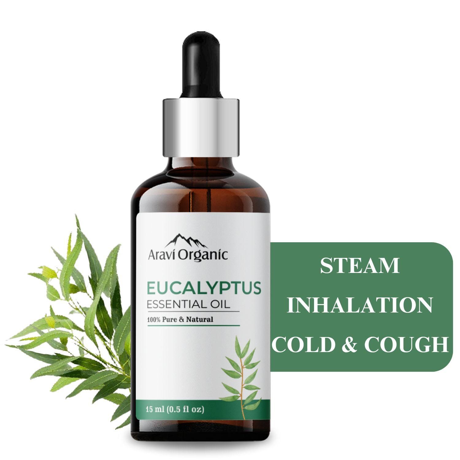 Aravi Organic Eucalyptus Oil for Cold & Cough for Steam Inhalation - 15 ml