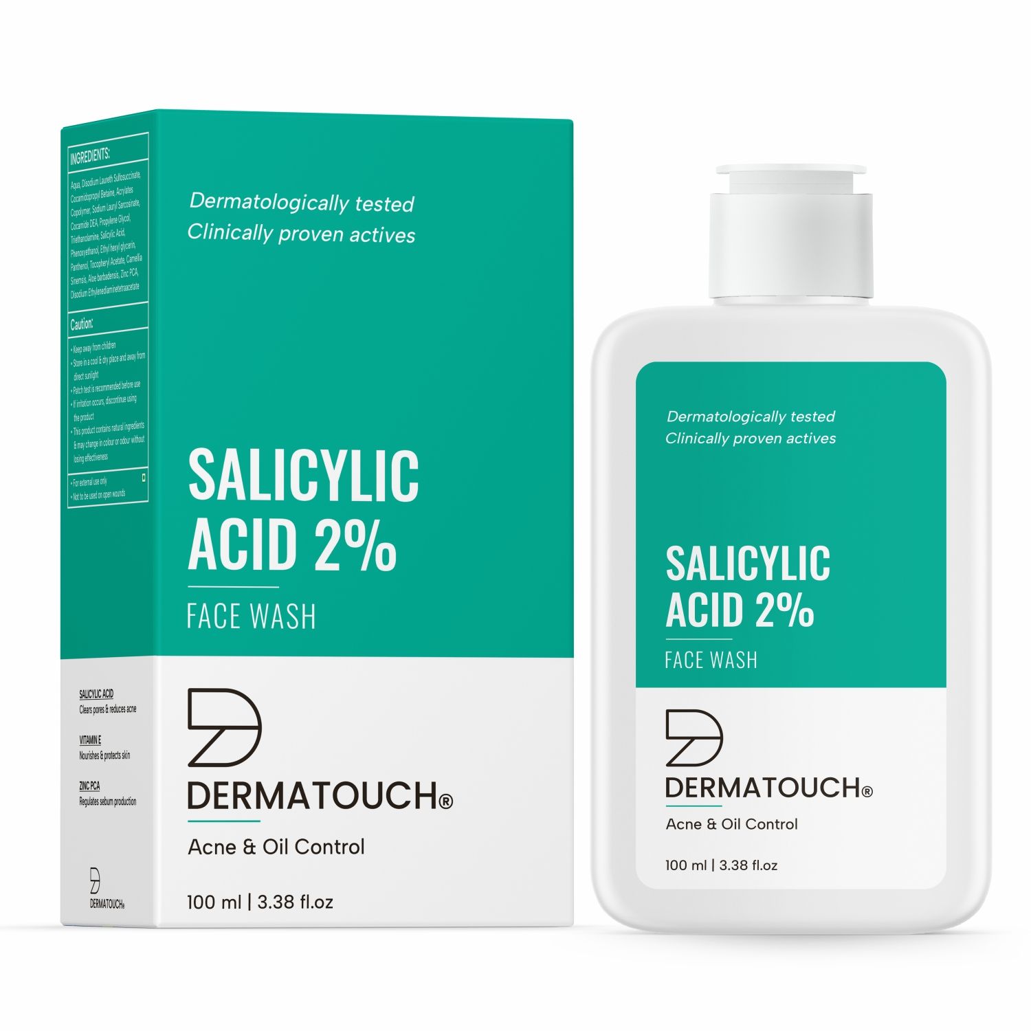 DERMATOUCH Salicylic Acid 2% Face Wash | For Acne & Oil Control ...