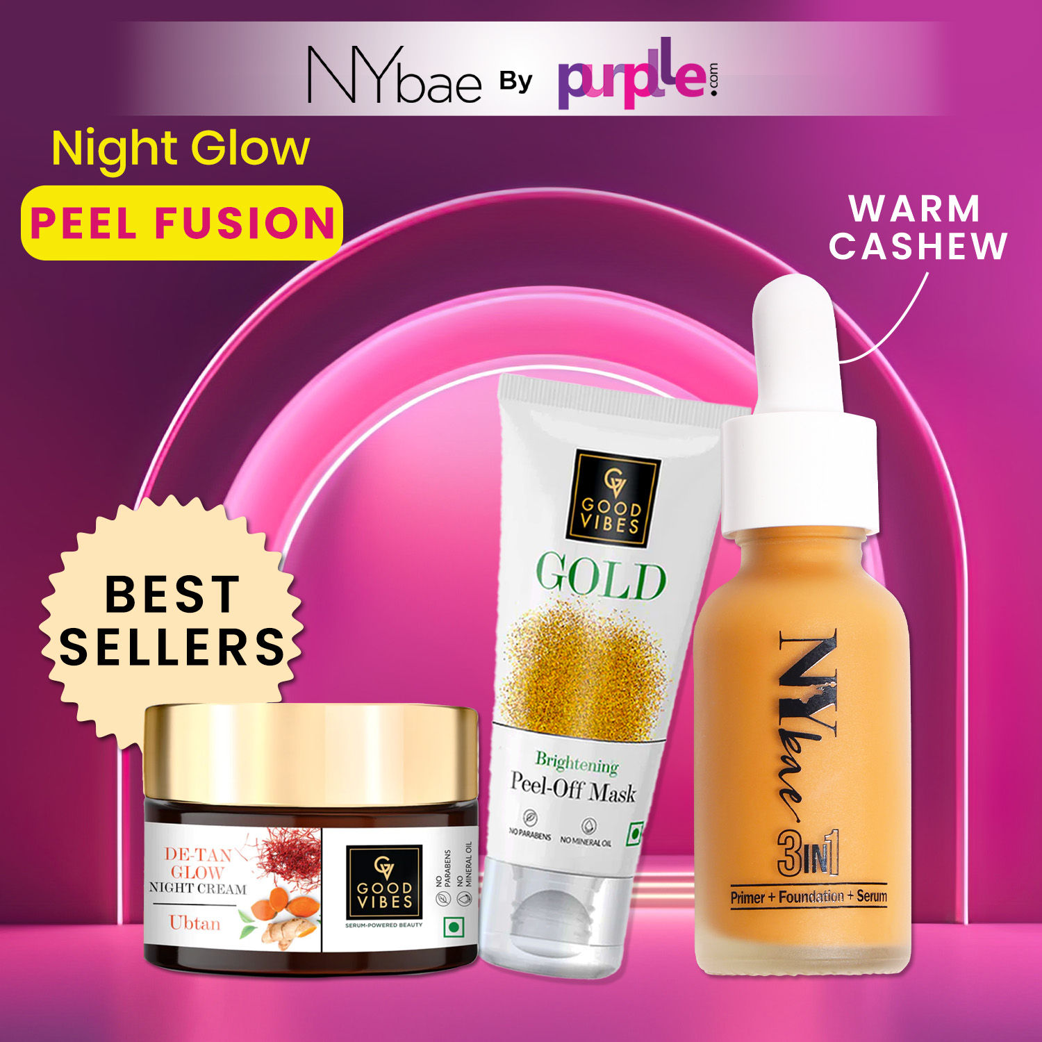 Good Vibes De-Tan Glow Night Cream Ubtan + Gold Brightening Peel Off ...