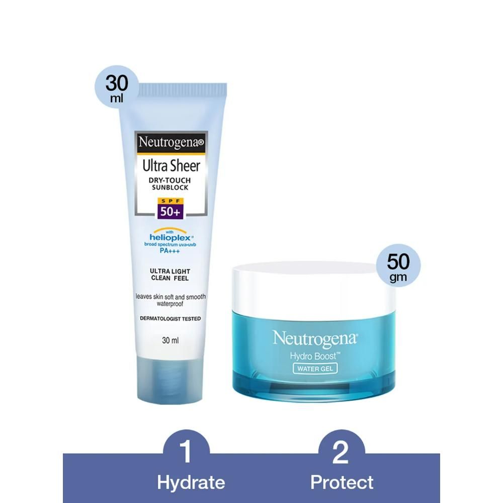 Neutrogena Hydro Boost Water Gel Blue - 50 gm & Neutrogena Ultra Sheer ...