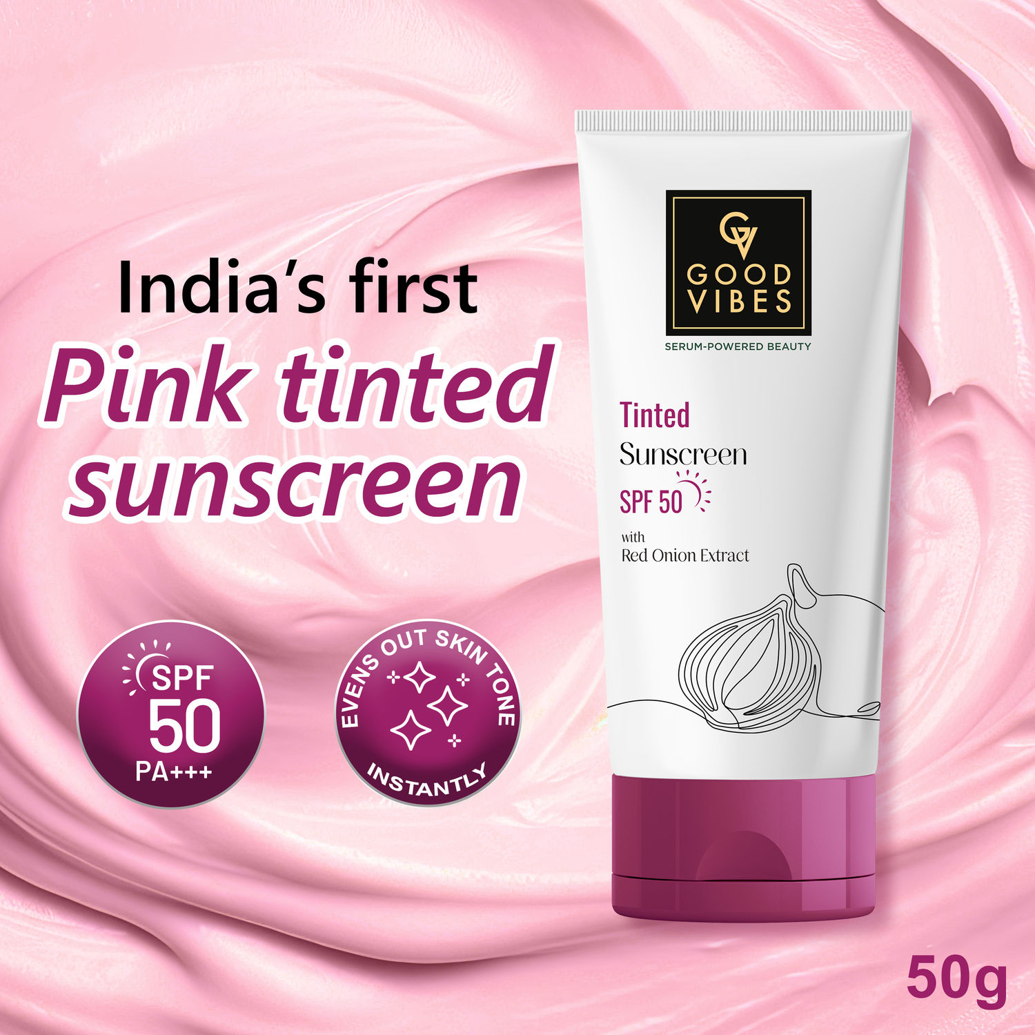 Good Vibes Tinted Red Onion Sunscreen SPF 50 (50g)