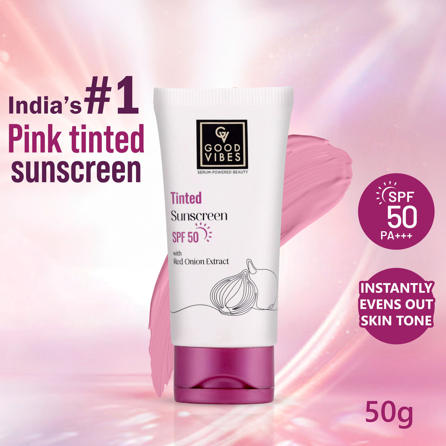 Good Vibes Tinted Red Onion Sunscreen SPF 50 (50g)