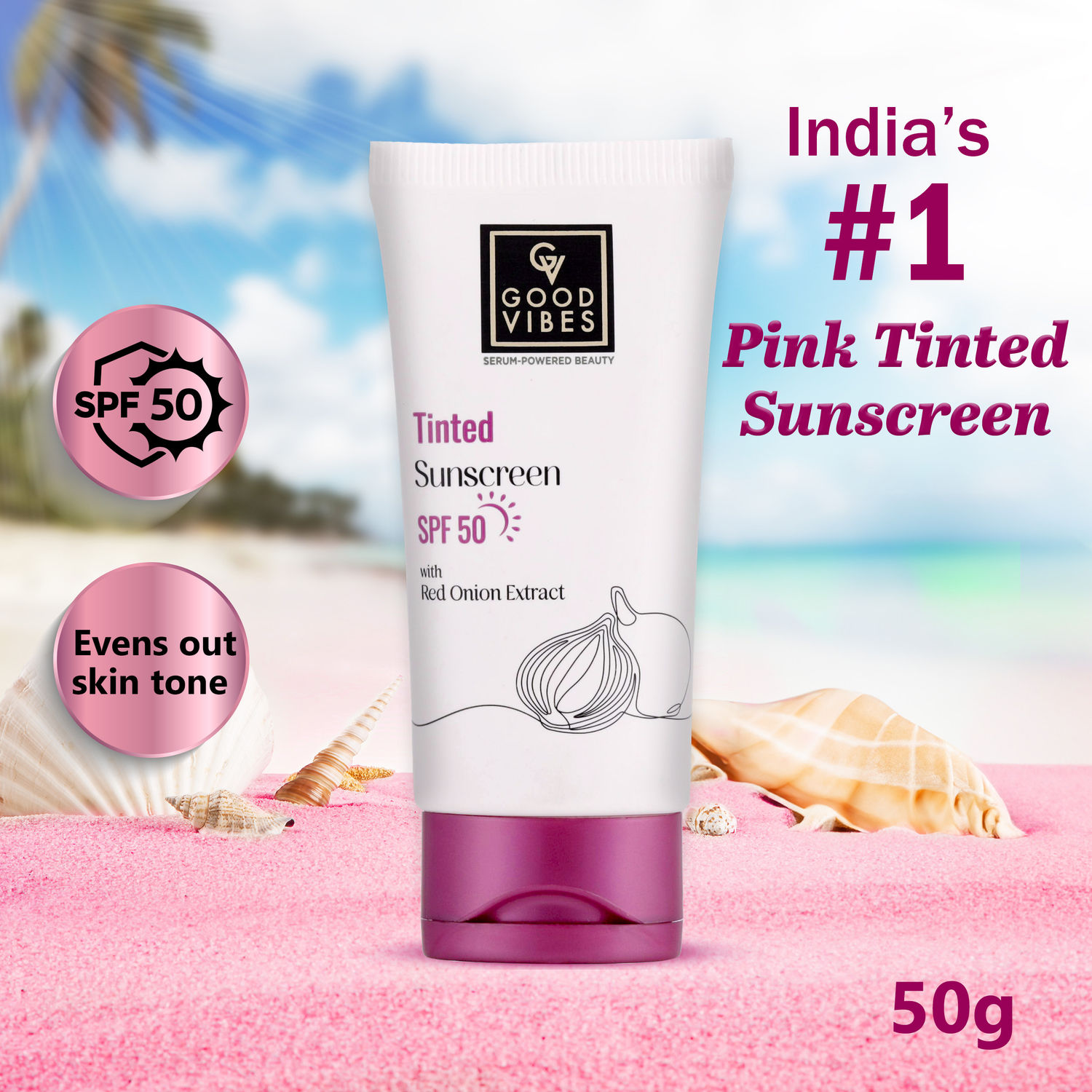 Good Vibes Tinted Red Onion Sunscreen SPF 50 (50g)