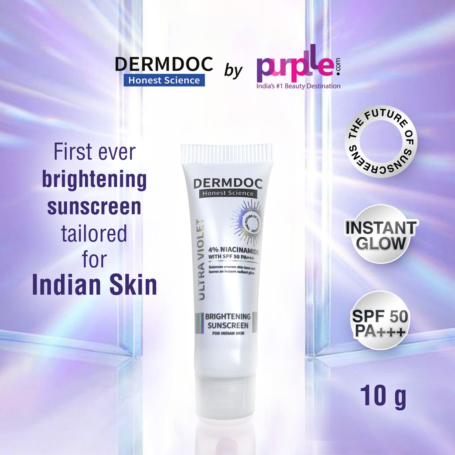 DERMDOC 4% Niacinamide with SPF 50 PA +++ Brightening Sunscreen (10 gm)