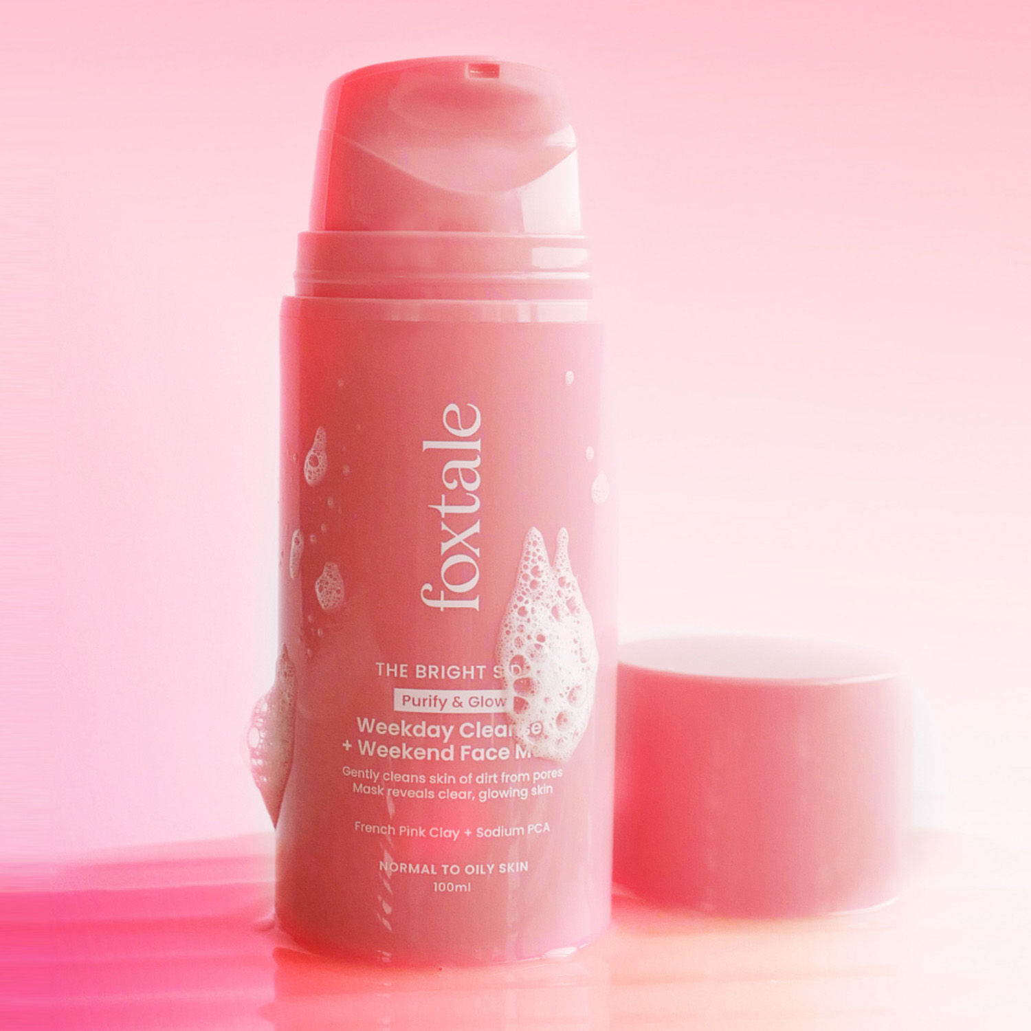 Foxtale Purify & Glow Cleanser + Mask With French Pink Clay and Sodium ...