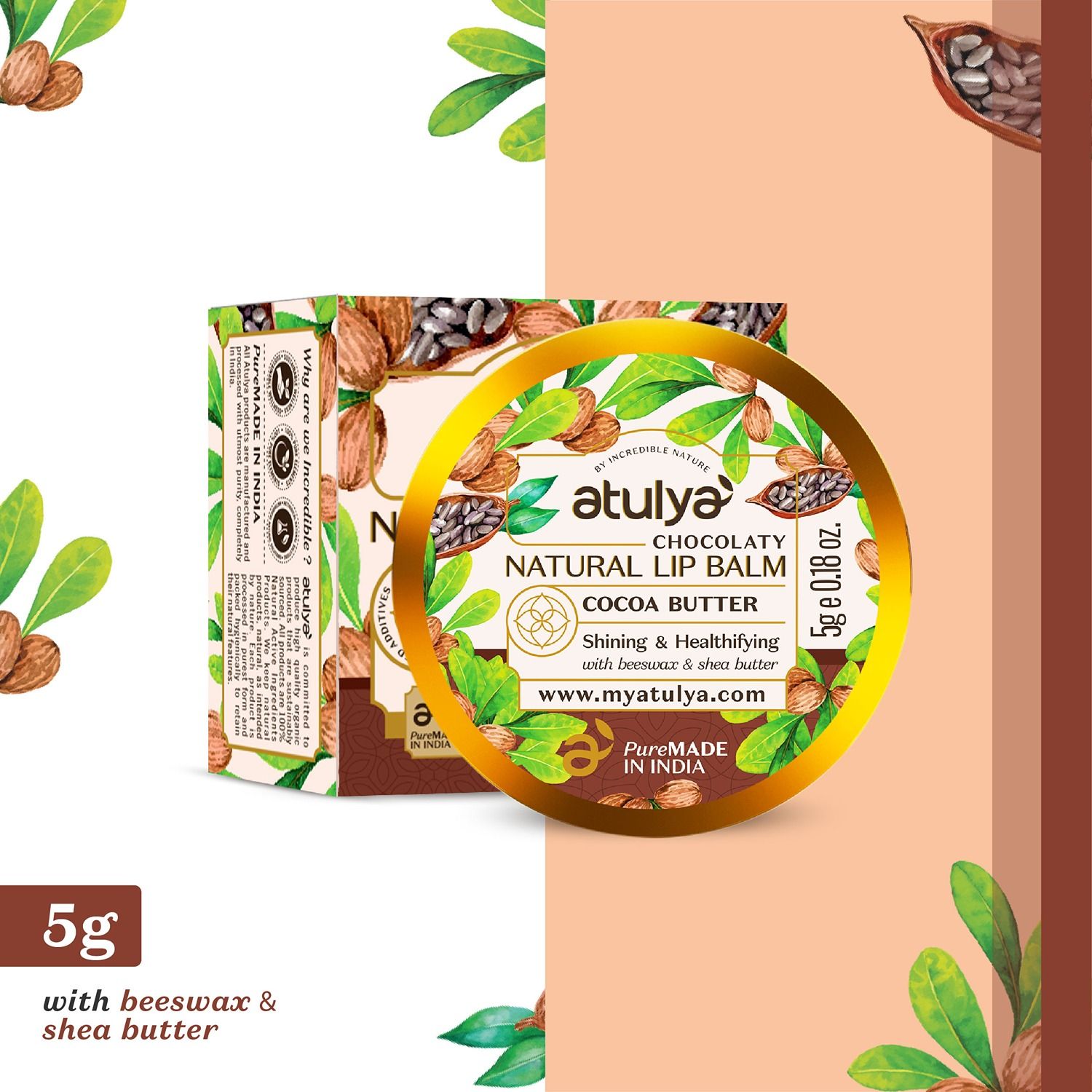 Atulya Cocoa Butter Natural Lip Balm