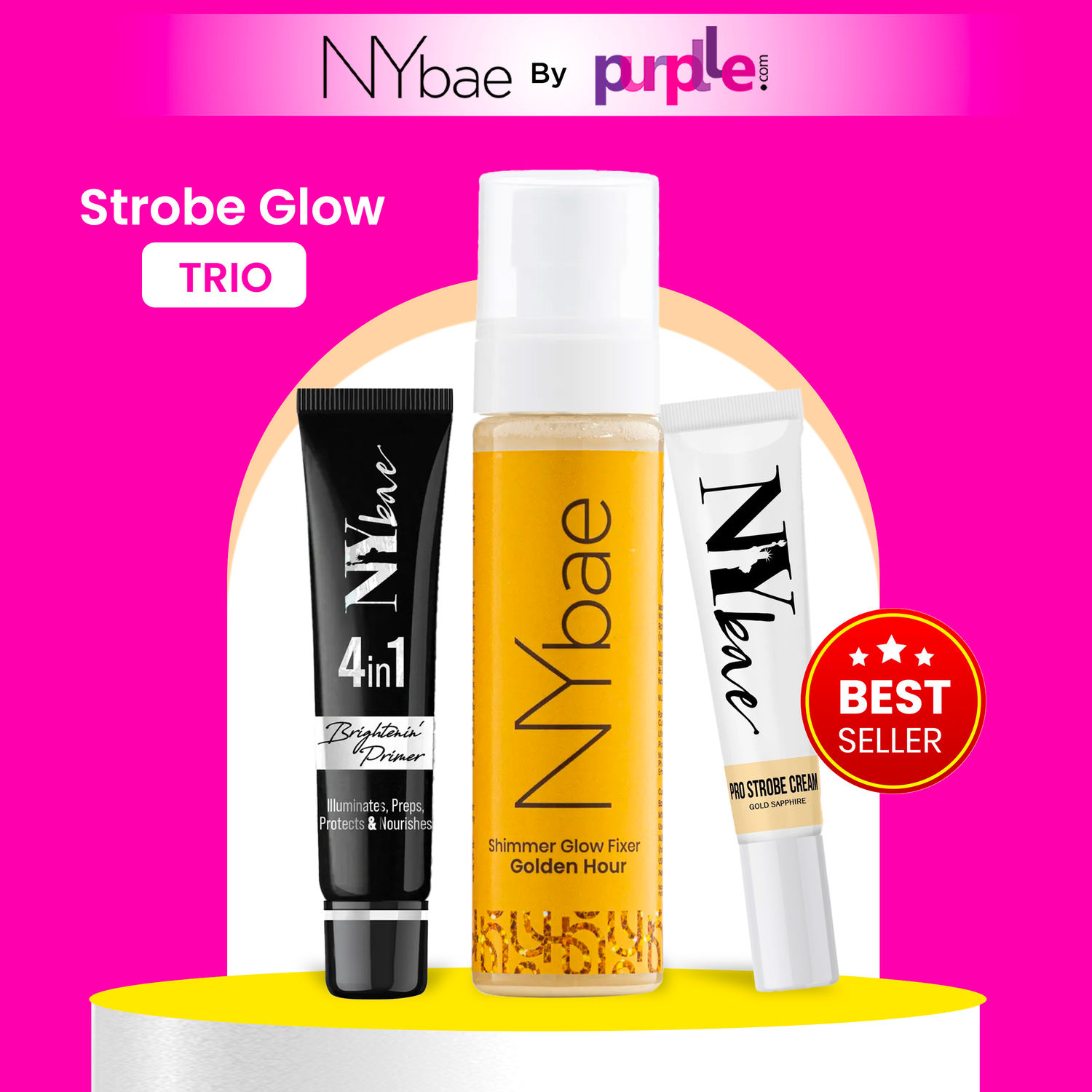 NYBae Strobe Glow Trio | Pack Of 3 | Strobe Cream | Pink Topaz ...