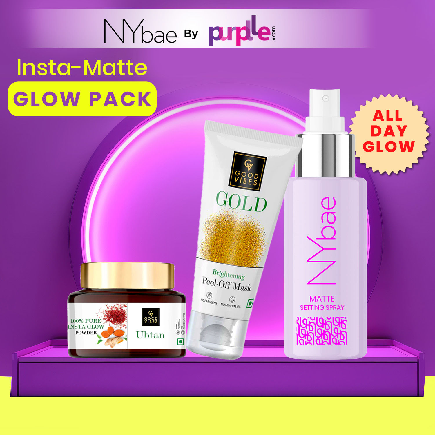 NYBae Insta-Matte Glow Pack | Good Vibes Gold Brightening Peel Off Mask ...