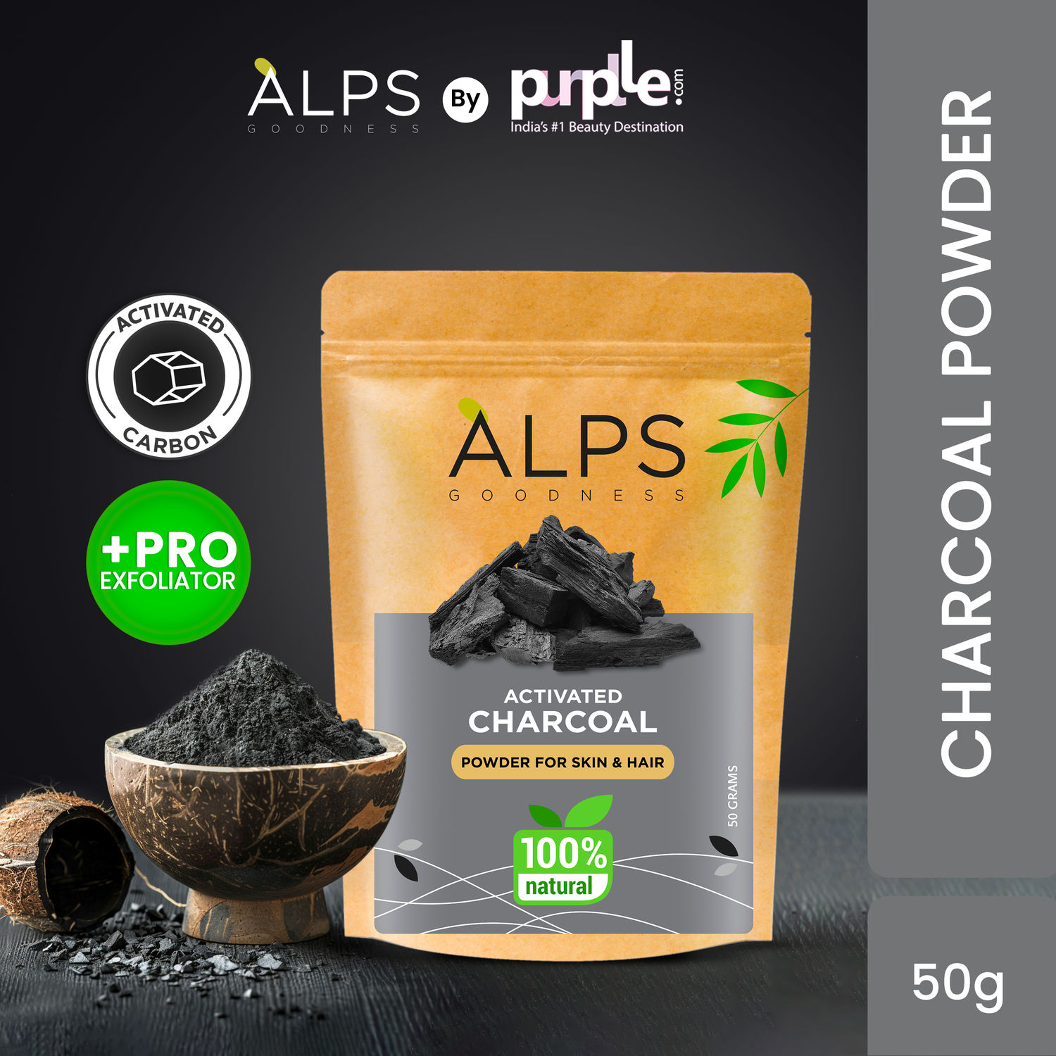 Alps Goodness 100% Natural Charcoal Powder 50g