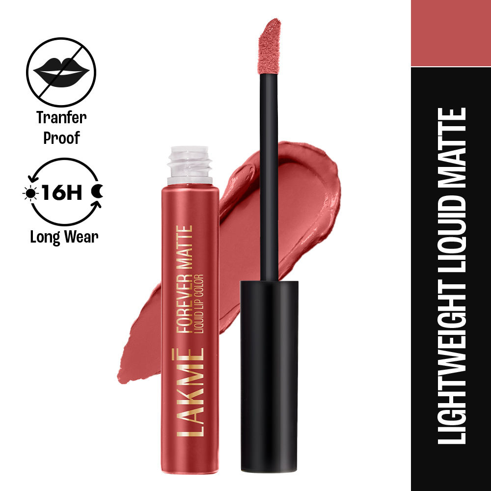 Lakme Forever Matte Liquid Lip Colour, Coral Sense (5.6 ml)
