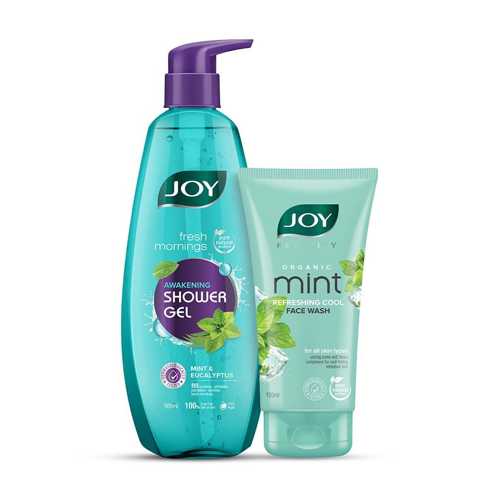 Joy Cool Mint Face Wash 150ml & Awakening Shower Gel Body Wash 500ml ...