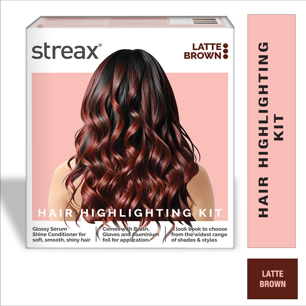 Streax Ultralights Hair Colour Highlight Kit | Brown Hair Colour, Latte ...