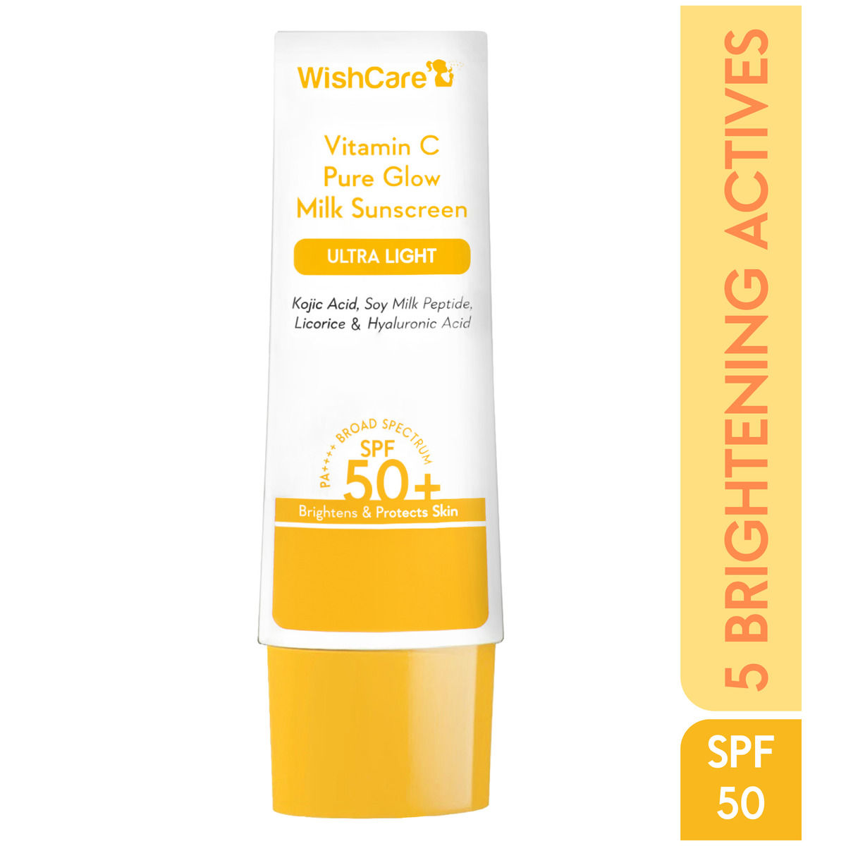 WishCare Vitamin C Pure Glow Face Sunscreen SPF 50 PA++++ -Broad Spectum Ultra Light & No White Cast