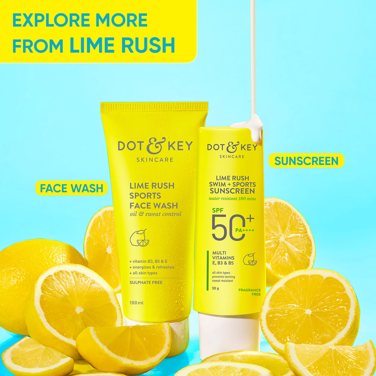 Dot & Key Lime Rush Skin Care Duo | Face Wash & Sunscreen - 150g