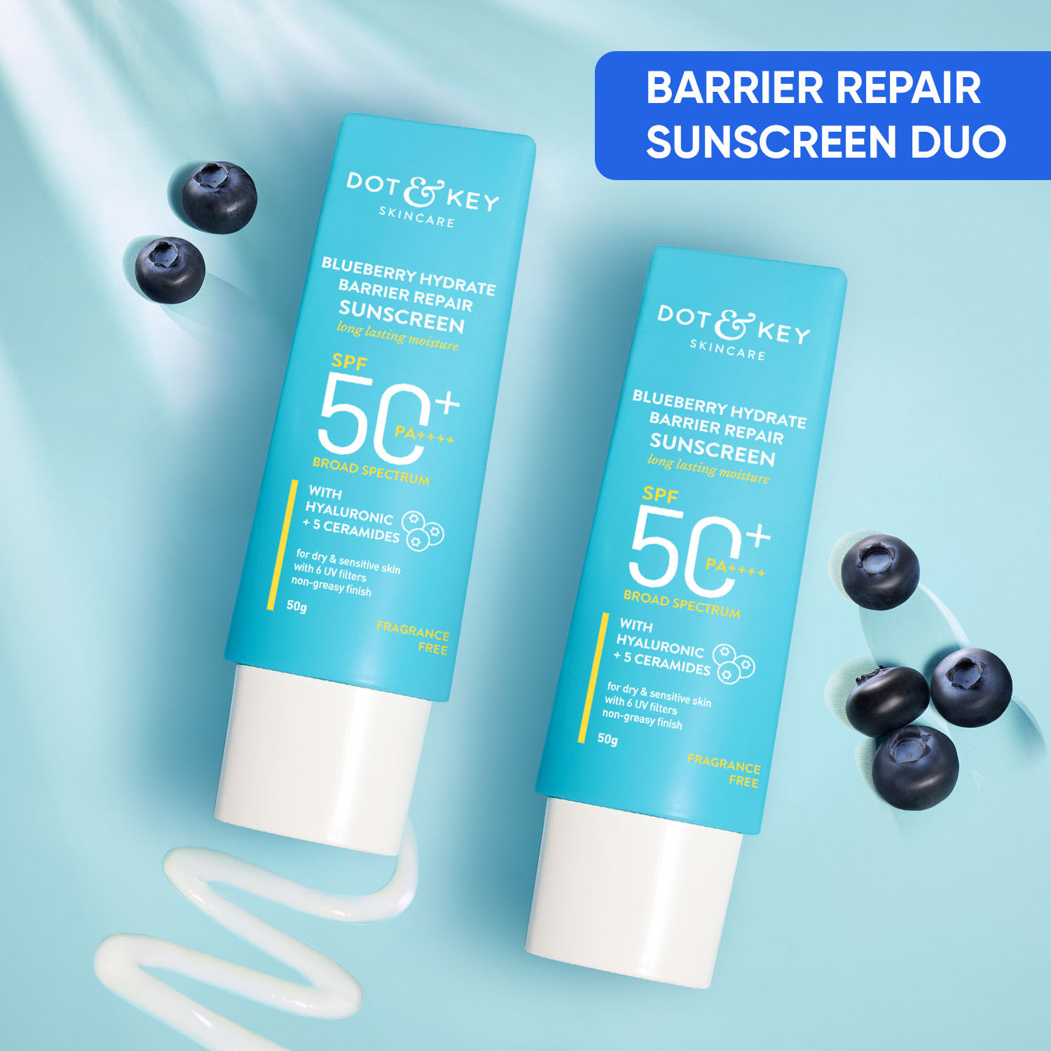 Dot & Key Blueberry Hydrate Barrier Repair Sunscreen SPF 50+, PA ...