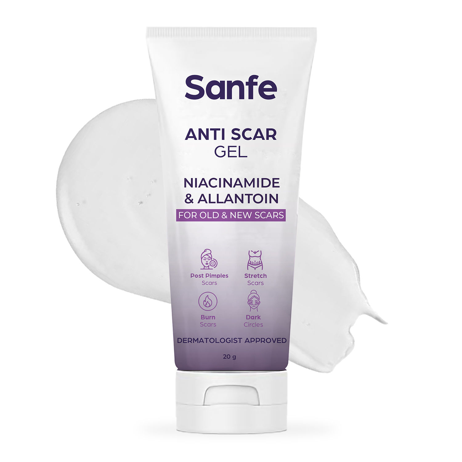 Sanfe Anti Scar Gel - Niacinamide & Allantoin | Acne/Stretch/Burn scars ...