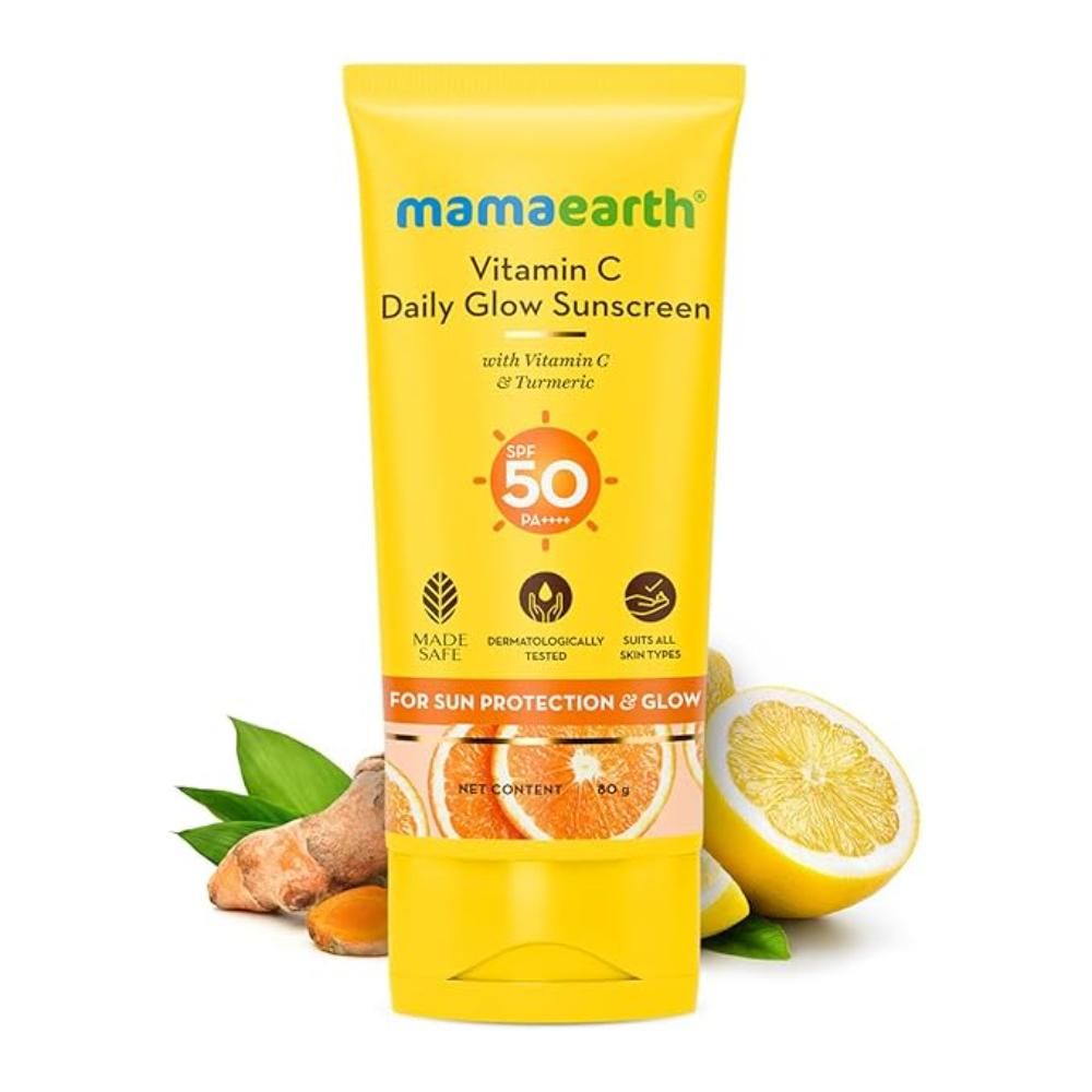 Mamaearth Vitamin C Daily Glow Sunscreen SPF 50 PA+++, No White Cast ...