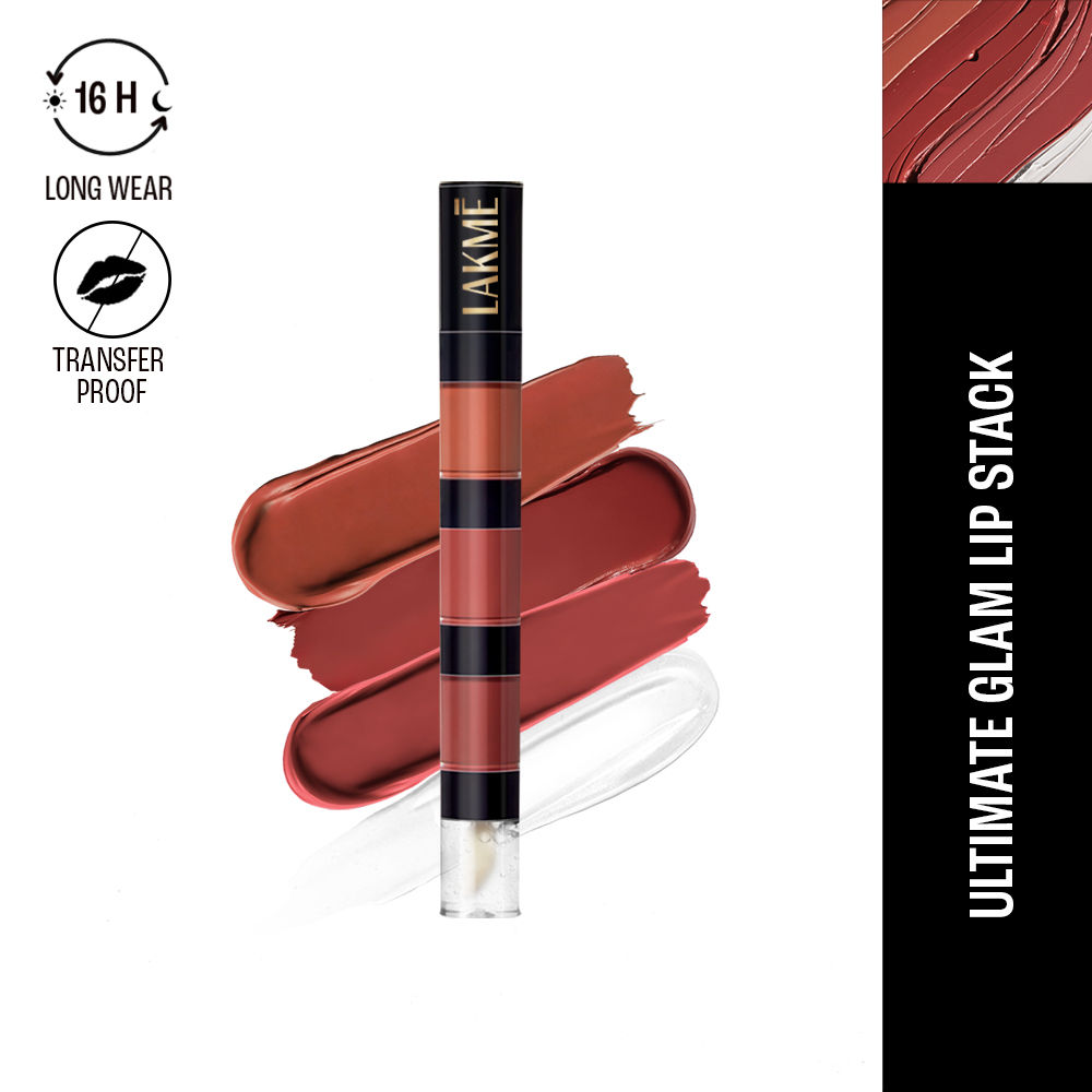 Lakme Ultimate Glam 4 in 1 lip stack, Nice Nudes 4ml
