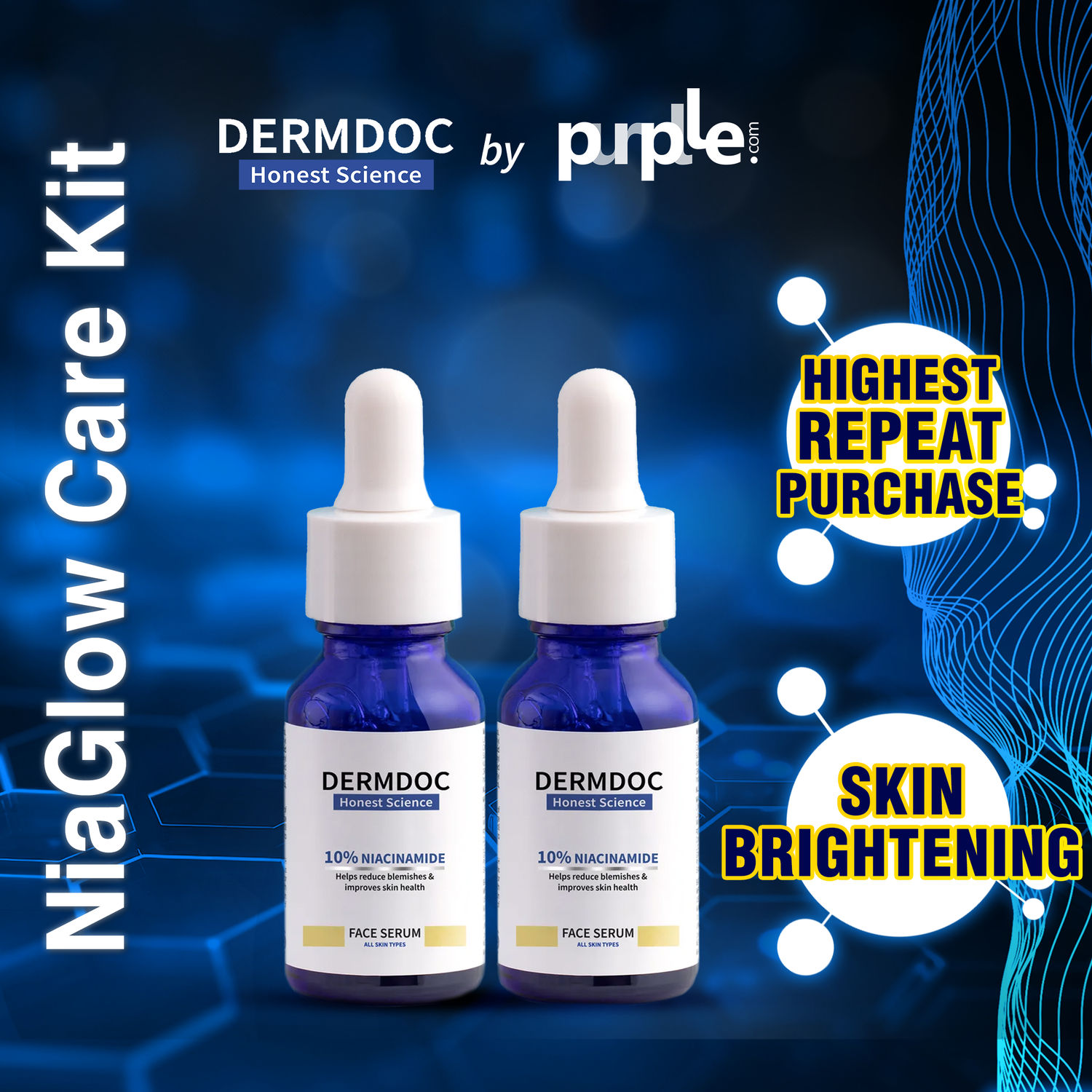 DERMDOC By Purplle NiaGlow Care Kit | Glow | Brightening | Pack Of 2 | 30ml