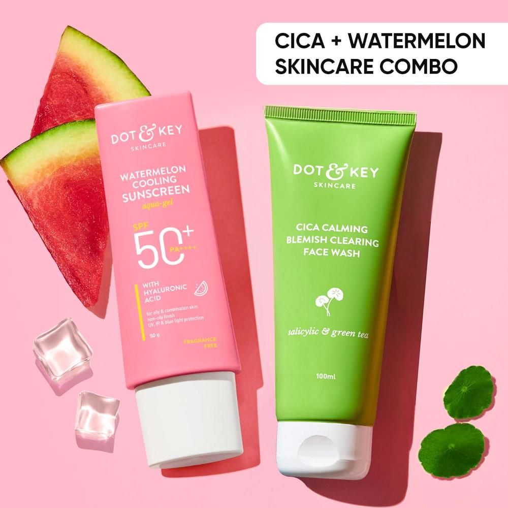 Dot & Key Skin Care Combo with CICA Face Wash & Watermelon Sunscreen - 150g