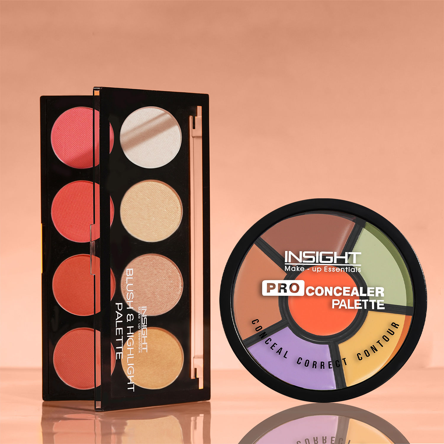 Insight Cosmetics Ultimate Glow Kit: Blush & Highlight Palette (27 gm) + Pro Concealer Palette