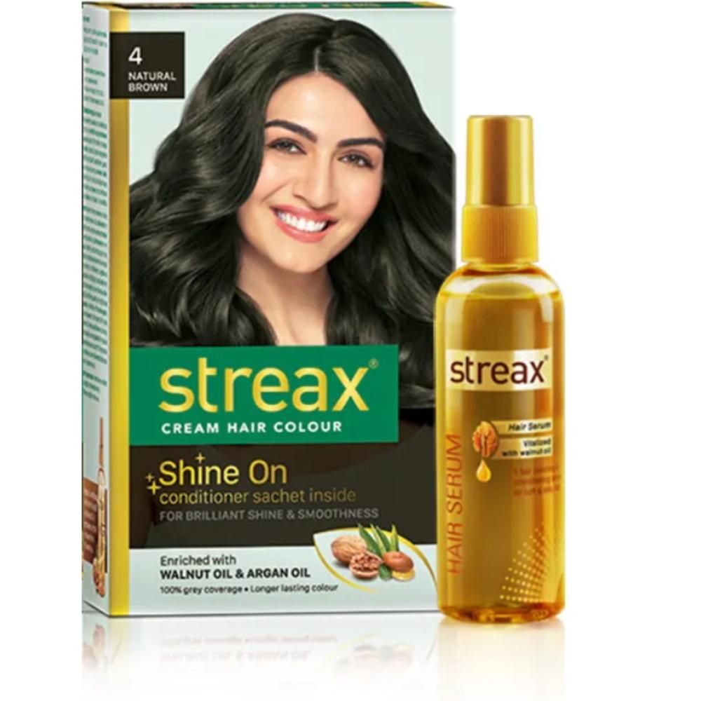 Streax Hair Colour Natural Brown + Streax Walnut serum 45 ML