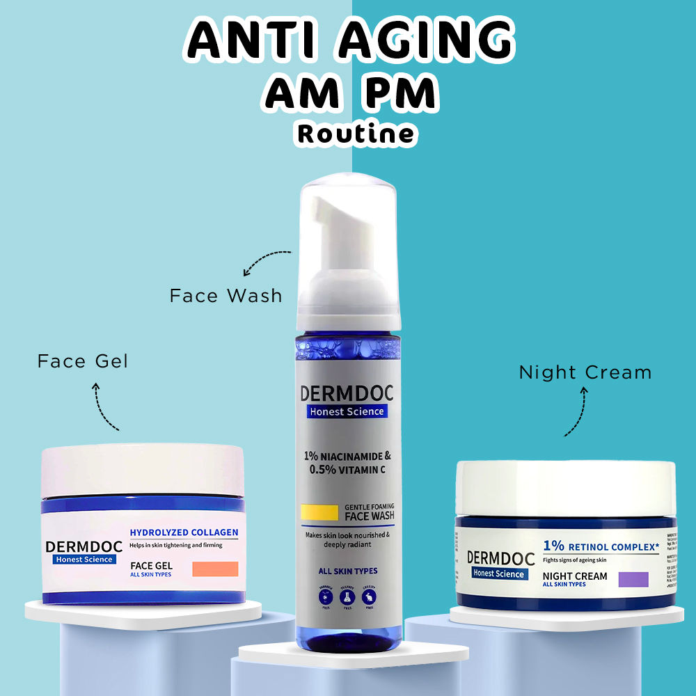 DERMDOC Anti Aging AM PM Routine: 1% Niacinamide & 0.5% Vitamin C ...