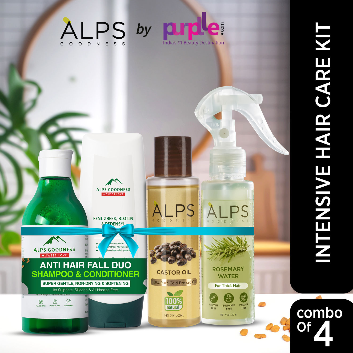 Alps Goodness Intensive Hair Care Kit with Rosemary Water Spray (100ml ...