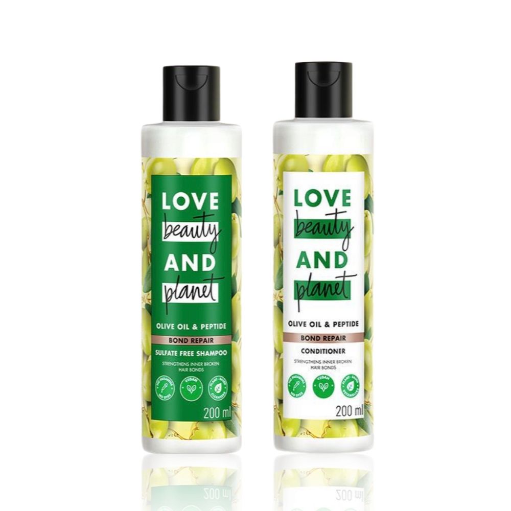 Love Beauty & Planet Olive oil & peptide shampoo (200ml) + conditioner ...