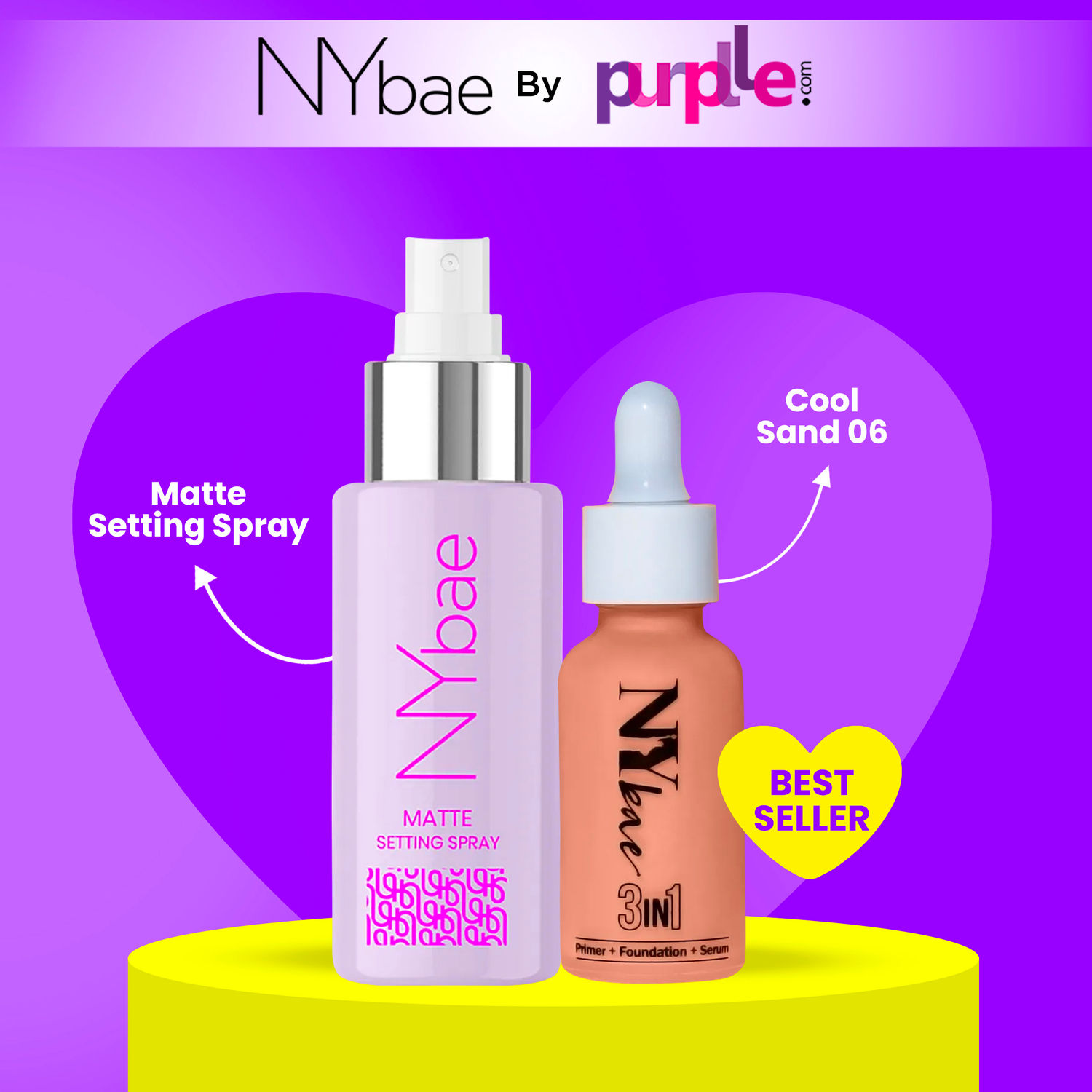 NY Bae Foundation & Setting Spray Combo | 3 in 1 Serum Foundation with ...