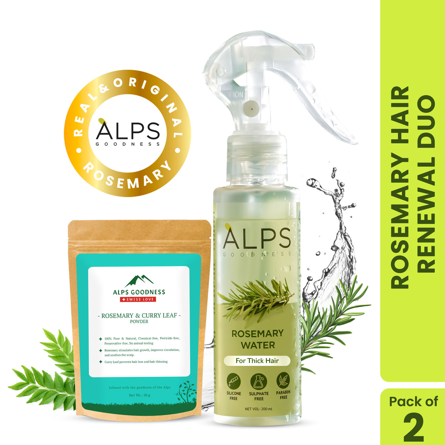 Alps Goodness Rosemary Hair Renewal Duo with Rosemary Water Spray ...
