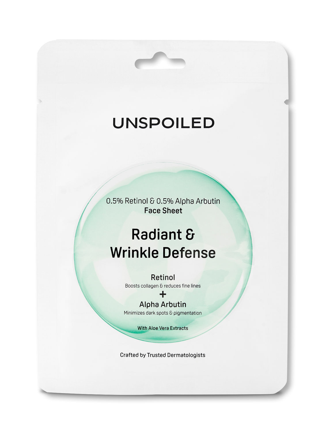 UNSPOILED 0.5% Retinol & 0.5% Alpha Arbutin Face Sheet Mask 20 gm